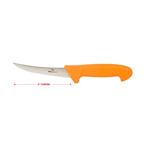 UltraSource Boning Knife, 5" Curved/Semi-Flexible Blade, Polypropylene Handle