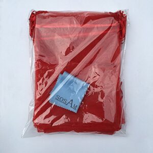 COTOSEY Red 60Pcs Sheer Organza Drawstring Pouches Gift Bags 6x9 Inches (Red 60Pcs 6x9)