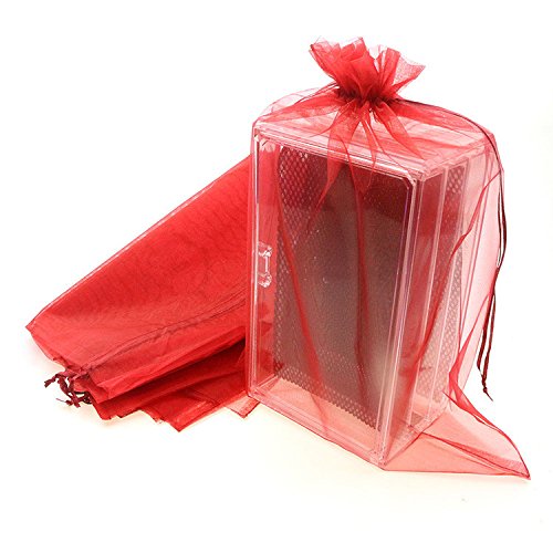 COTOSEY Red 60Pcs Sheer Organza Drawstring Pouches Gift Bags 6x9 Inches (Red 60Pcs 6x9)