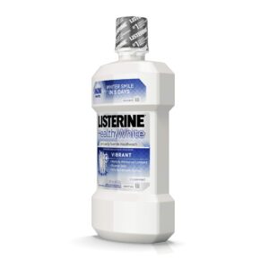 Listerine Healthy White Vibrant Multi-Action Fluoride Mouth Rinse, Foaming Anticavity Mouthwash for Whitening Teeth and Fighting Bad Breath, 16 fl. oz