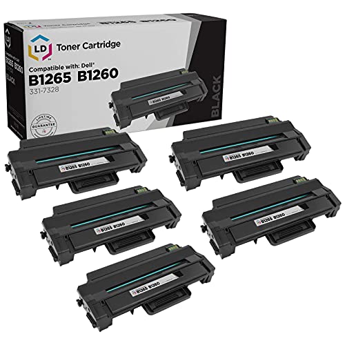 LD LD Products Compatible Replacement for Dell 331-7328 (DRYXV) Set of 5 High Yield Black Toner Cartridges Compatible with Dell B1260dn, B1265dnf, B1260dnf, B1265dfw Printers