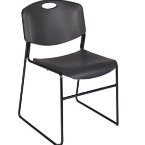 Cain 42" Round Breakroom Table- Grey & 4 Zeng Stack Chairs- Black