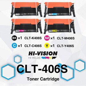 HI-Vision® Replacement for Toner Cartridge CLT-K406S CLT-C406S CLT-Y406S CLT-M406S (1 Black, 1 Cyan, 1 Yellow, 1 Magenta, 4-Pack) Works with CLP-365W, CLX-3305FW, CLX-3305W