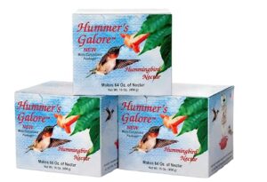 hummer's galore hummingbird food - ready-to-mix hummingbird nectar, all-natural nectar collector formula, 3-pack makes 192 oz, no preservatives or dyes