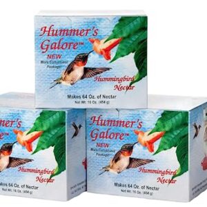 Hummer's Galore Hummingbird Food - Ready-to-Mix Hummingbird Nectar, All-Natural Nectar Collector Formula, 3-Pack Makes 192 oz, No Preservatives or Dyes