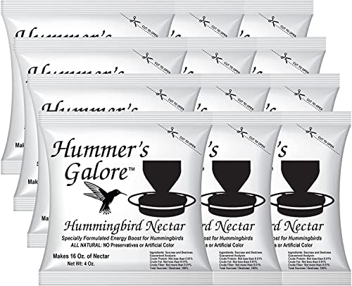 Hummer's Galore Hummingbird Food - Ready-to-Mix Hummingbird Nectar, All-Natural Nectar Collector Formula, 3-Pack Makes 192 oz, No Preservatives or Dyes