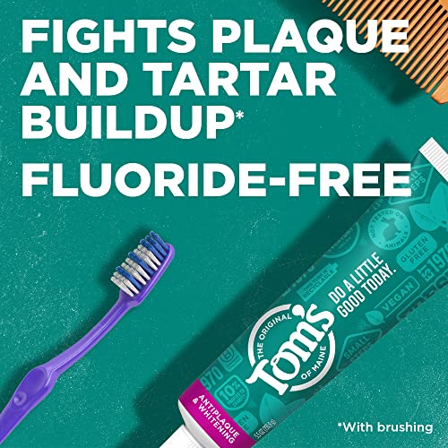 Tom's of Maine Fluoride-Free Antiplaque & Whitening Natural Toothpaste, Peppermint, 5.5 Ounce 2-Pack (Packaging May Vary)