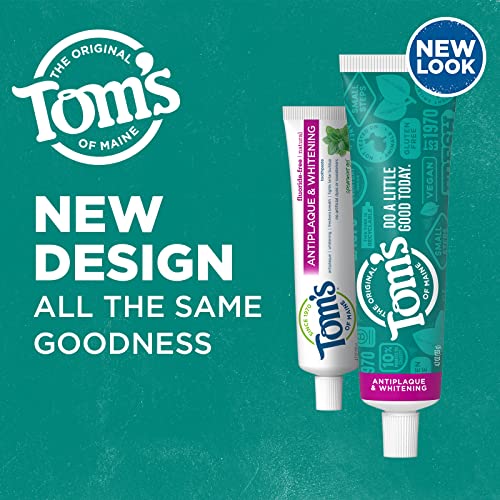 Tom's of Maine Fluoride-Free Antiplaque & Whitening Natural Toothpaste Gel, Spearmint, 4.7 oz. 2-Pack (Packaging May Vary)