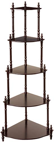 Frenchi Home Furnishing 5-Tier Corner Stand, Mahogany