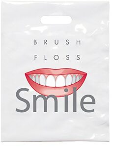 brush floss & smile dental giveaway bags, 7-3/4" x 9", 100 pack