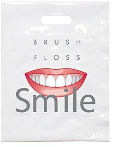 brush floss & smile dental giveaway bags, 9" x 12", 100 pack