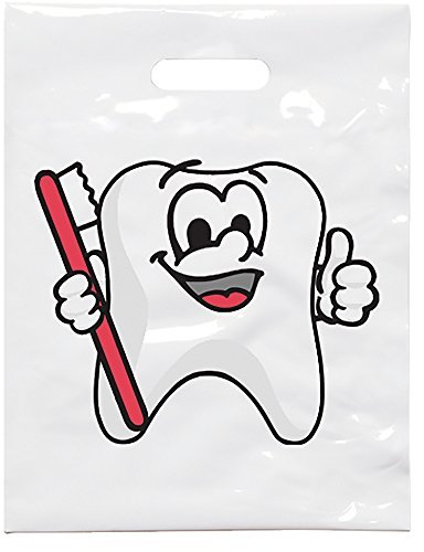 Tootie Tooth Dental Giveaway Bags, 7-3/4" x 9", 100 Pack