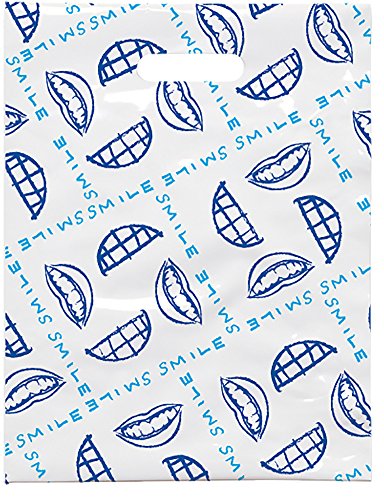 Smile Plaid Dental Giveaway Bags, 9" x 12", 100 Pack