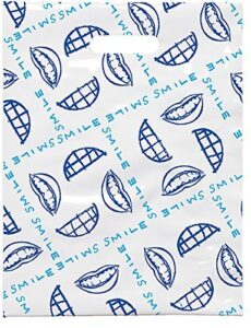 smile plaid dental giveaway bags, 8" x 10", 100 pack