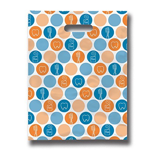 Dental Dots Dental Giveaway Bags, 8" x 10", 100 Pack