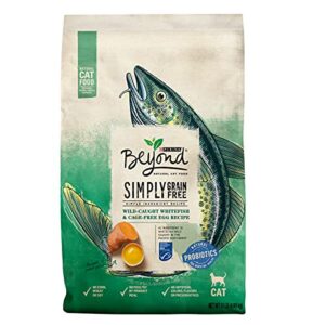 purina beyond grain free, natural dry cat food, simply grain free wild caught whitefish & cage free egg recipe - 11 lb. bag