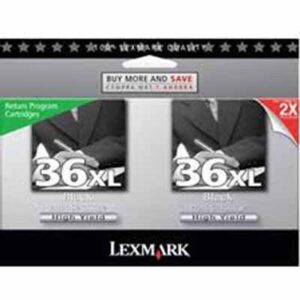 lexmark 18c2170 36xl x3650 x4650 x5650 x6650 x6675 z2420 ink cartridge (black, 2-pack) in retail packaging