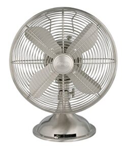 hunter 90400 retro table fan, 12", brushed nickel