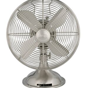 HUNTER 90400 Retro Table Fan, 12", Brushed Nickel