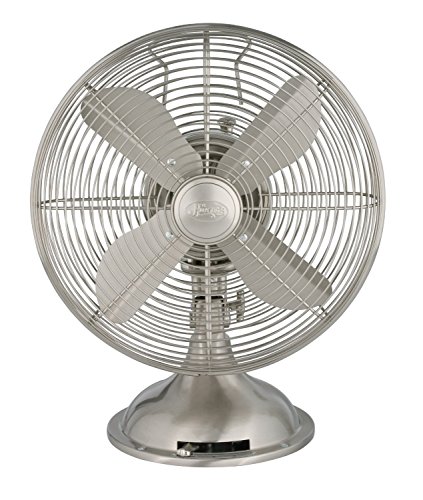 HUNTER 90400 Retro Table Fan, 12", Brushed Nickel