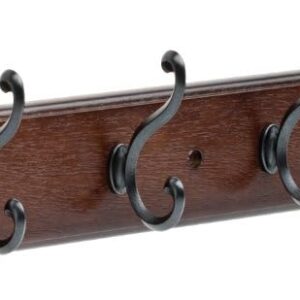 LIBERTY 165541 Wall Mounted Coat Rack with 6 Decorative Hooks, 27 Inch, Soft Iron and Cocoa