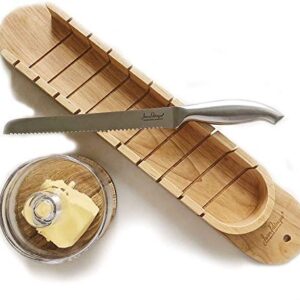 Jean-Patrique Baguette Bread Slicer & Bread Knife Set | 2-piece set contains a solid beech baguette bread slicing board and a professional quality stainless steel bread knife | From