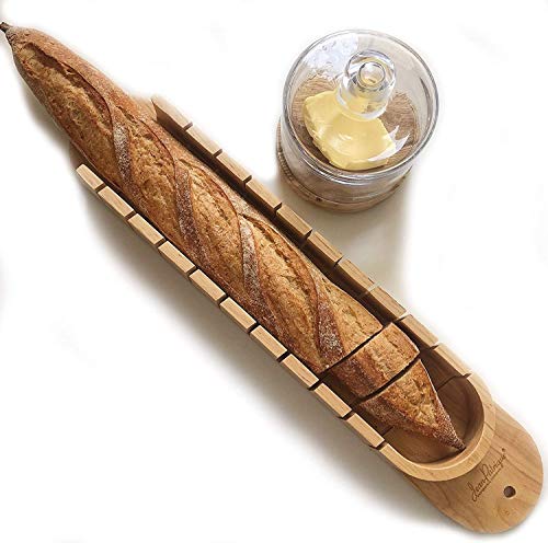 Jean-Patrique Baguette Bread Slicer & Bread Knife Set | 2-piece set contains a solid beech baguette bread slicing board and a professional quality stainless steel bread knife | From