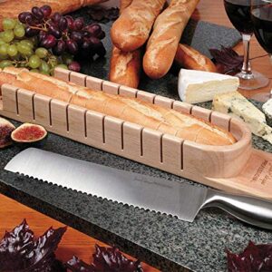 Jean-Patrique Baguette Bread Slicer & Bread Knife Set | 2-piece set contains a solid beech baguette bread slicing board and a professional quality stainless steel bread knife | From