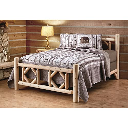 CASTLECREEK Log Bed Frame, Wood Queen Bed Frame with Headboard