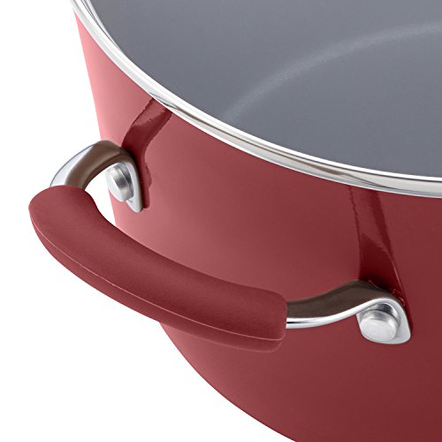 Rachael Ray Cucina Nonstick Cookware Pots and Pans Set, 12 Piece, Cranberry Red