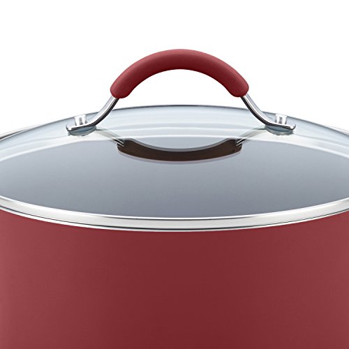 Rachael Ray Cucina Nonstick Cookware Pots and Pans Set, 12 Piece, Cranberry Red