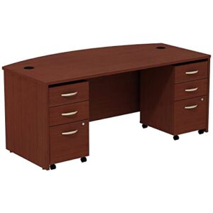 bush business furniture series c 72w bowfront shell desk with (2) 3-drawer mobile pedestals