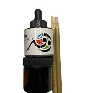 Hajj Wafaa Arabic Calligraphy set 2 Reed pens, Black Ink and plastic ink jar