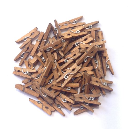 LWR CRAFTS Wooden Mini Clothespins 200 Per Pack 1" 2.5cm (Jacobean)