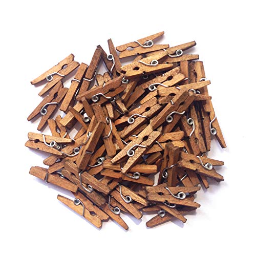 LWR CRAFTS Wooden Mini Clothespins 200 Per Pack 1" 2.5cm (Jacobean)