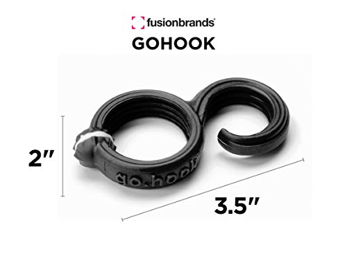 Fusionbrands GoHook All Purpose Household Hook, Portable Hook For Towels, Towel Holder, and Numerous Small Items in Kitchen, Bathrooms, Closets and on the go, S hook, Black