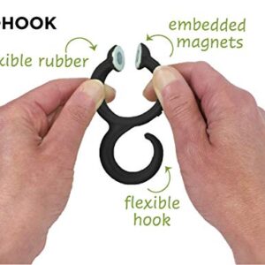 Fusionbrands GoHook All Purpose Household Hook, Portable Hook For Towels, Towel Holder, and Numerous Small Items in Kitchen, Bathrooms, Closets and on the go, S hook, Black