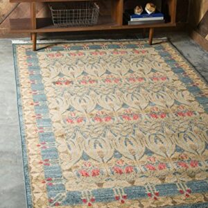 Unique Loom Edinburgh Collection Area Rug - Canmore (5' 1" x 8' Rectangle, Navy Blue/ Tan)