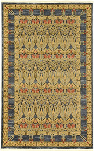 Unique Loom Edinburgh Collection Area Rug - Canmore (5' 1" x 8' Rectangle, Navy Blue/ Tan)