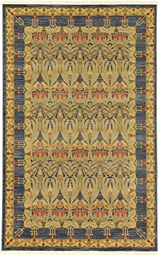 Unique Loom Edinburgh Collection Area Rug - Canmore (5' 1" x 8' Rectangle, Navy Blue/ Tan)