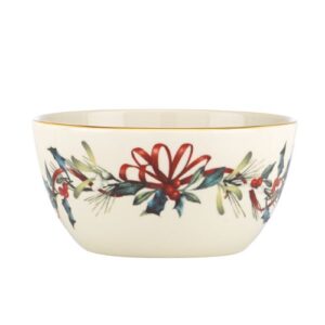 lenox winter greetings 5" bowl,red & green