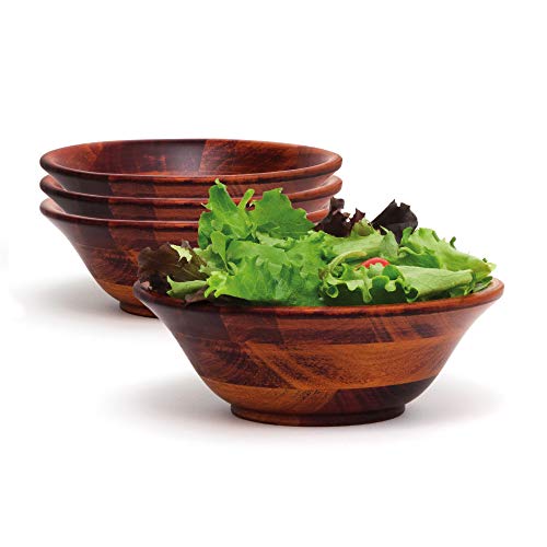 Lipper International Flared/Footed Bowls, 7-Inch, Cherry Finish, Pack of 4