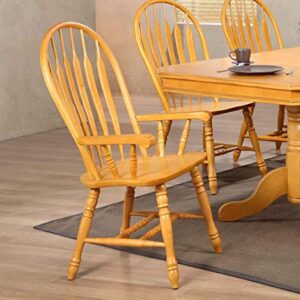 Sunset Trading Selections Comfort Windsor Dining Chair with Arms Light Oak Solid Wood Armchair