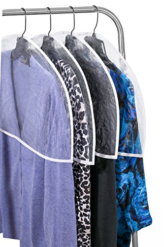 Clear Vinyl Shoulder Covers Closet Suit Protects Storage Home Decor Set of 12, 12"H x 22"W x 2"D