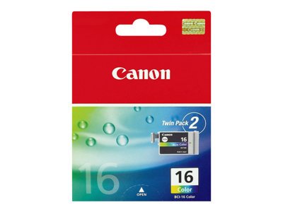 Canon 9818A003 OEM Ink - (BCI-16) Selphy DS700 DS810 iP90 Color Ink Tank Twin Pack