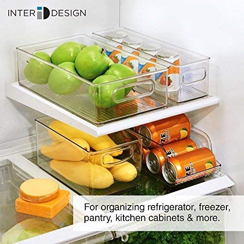 InterDesign Stackable Kitchen Storage Organizer Bins for Fridge, Freezer, Pantry and Cabinet Organization 4 Piece