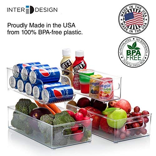 InterDesign Stackable Kitchen Storage Organizer Bins for Fridge, Freezer, Pantry and Cabinet Organization 4 Piece