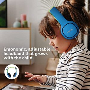 PHILIPS Coolplay Kids On-Ear Headphones - 85dB Volume Limiter - Safer Hearing (SHK2000BL), Blue & Green