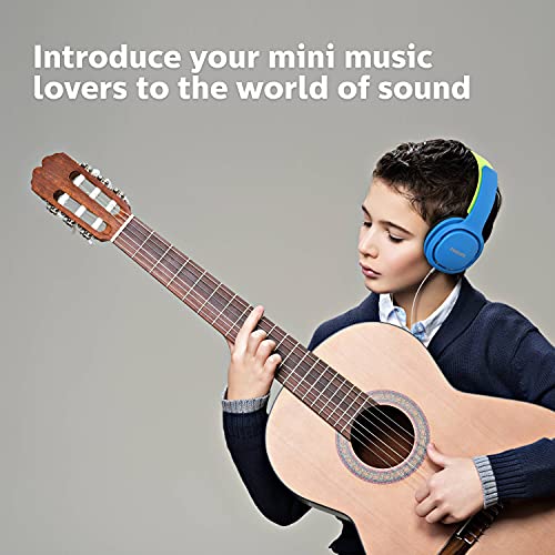 PHILIPS Coolplay Kids On-Ear Headphones - 85dB Volume Limiter - Safer Hearing (SHK2000BL), Blue & Green