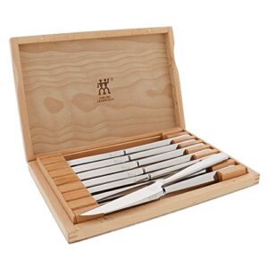 zwilling razor-sharp steak knives set of 8, german engineered informed by 290+ years of mastery, silver